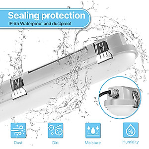 HYPERLITE 65W 4FT LED Vapor Light, 45W/55W/65W Vapor Proof Tight Light Fixture, 8645lm 4000K/5000K/6000K Selectable, AC100-277V Waterproof LED Outdoor Shop Light for Car Wash,Garage,Warehouse,ETL