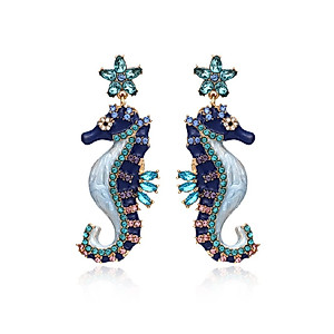 Seahorse Earrings for Women, Ocean Seahorse Earrings, Starfish Dangle Earrings Hypoallergenic, Seahorse Bohemian Drop Earrings, Beach Seahorse Earrings Studs, Seahorse Jewelry Funny Earrings