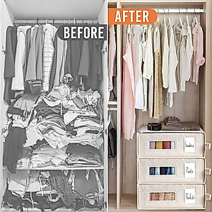 Homaisson 2-Pack Shoe Storage Organizer for Closet, Large Shoe Box Storage + 3 Pack Bed sheet organizers and storage, Foldable Sheet Set Organizers for Linen Closet (Black+Khaki)