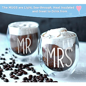MM Creations - MR and MRS GIFT BOX: Clear & Heat insulated Coffee Mugs Set of 2, 9 Oz| in a Ready to Offer Stylish and shockproof Packaging