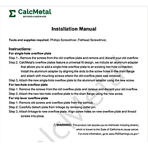 CalcMetal Dual Hole Bathtub Drain Overflow Plate with Two Matching Screws, Easy to Install, Satin Nickel