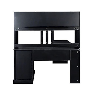 OPTOUGH Hutch,Home Office Table Computer Bookshelf,Writing Study Desk for Bedroom,Antiqued Black Finish