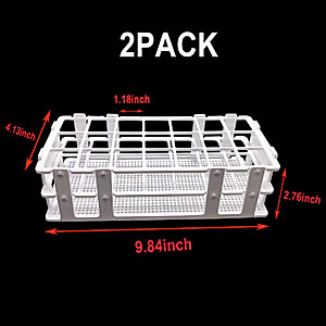 Luckkyme Plastic Test Tube Rack 2 Pack 21 Holes Lab Test Tube Rack Holder for 30mm and Below The Test Tubes, Detachable, 21 Holes