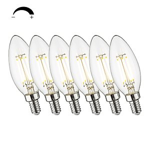 zeyu 6 Pack E12 Dimmable LED Bulb, 4W Edison Light Bulb 25 Watt Equivalent, 2700K Warm White with Clear Glass, C35-LED-4W