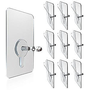 Meltset Adhesive Wall Hooks Heavy Duty Wall Hangers Without Nails Damage-Free Sticky Hooks for Hanging Clear Wall Hooks for Picture Hat Keys Kitchen Tools Bathroom Shower (10 Pack)