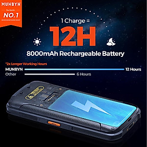 Newest 2023 Android Barcode Scanner MUNBYN Handheld Mobile Computer 1D/2D QR Zebra Scanner with Pistol Grip Android 11 Data Terminal IP65 Rugged PDA 4G Wi-Fi GPS BT 8000mAh Battery for WMS Management