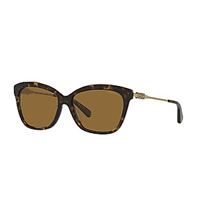 Coach HC8305 Sunglasses, Dark Tortoise/Brown Polarized, 57 mm