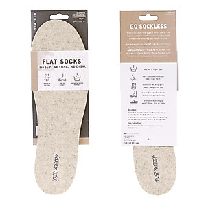 FLAT SOCKS No Show Socks, Sockless Shoe Liner, No Slipping, No Stinking, Washable Barefoot Shoe Insert for Men and Women, Sand, Small