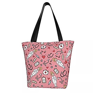 WYKD Cute Pattern Shoulder Canvas Bag Harajuku Shopper Bag Fashion Casual Summer Shoulder Totes Shopper Bag