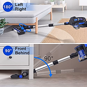 INSE Cordless Vacuum Cleaner, 6-in-1 Rechargeable Stick Vacuum Up to 45mins Runtime, Versatile Lightweight Cordless Vacuum with 2200mAh Battery, Quiet Vacuum Cleaner for Hard Floor Pet Hair Home Car