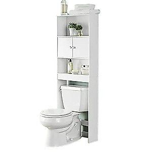 White 23 in. W Bathroom Space Saver Cabinet with 3 Fixed Shelves, Over The Toilet Storage, LB568
