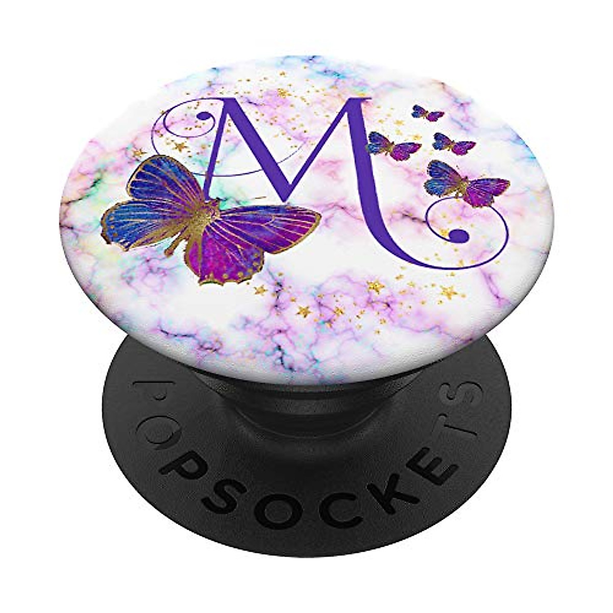 Purple Butterfly Personalized Letter M Monogram PopSockets Swappable PopGrip