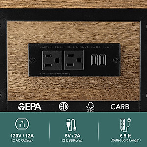 Yoobure End Table with Charging Station, Flip Top Side Table with USB Ports and Outlets, Sofa Couch Table Bedside Table for Living Room Bedroom, Narrow Nightstand with Storage Shelves for Small Space