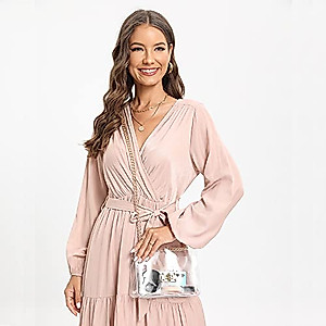 LOXOMU Women Clear Crossbody Purse Bag, Stadium Approved Clear Shoulder Bag Transparent Purse, See Through Handbag for Concerts, Travel, Festivals (Gold)