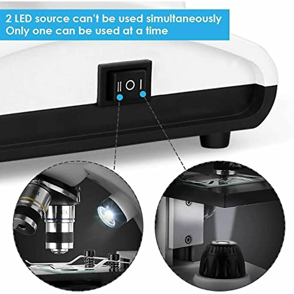 40X-1000X Microscopes for Students Kids Adults, Cordless Biological Compound Monocular Microscopes with Microscope Slides Set, Phone Adapter, Dual LED Illumination Power Optical Glass Lenses