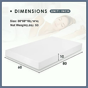 Queen Size Mattress 10 Inch Gel Memory Foam Mattress Medium-Firm Mattress Bed in a Box for Soundly Sleep CertiPUR-US Pressure Relieving