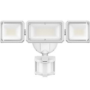 LEPOWER 45W Flood Lights Motion Sensor Outdoor Lights, 4800LM LED Security Light, Dusk to Dawn Motion Sensor Light, 3 Modes, 5000K, IP65 Waterproof, 3 Head Outdoor Flood Light for Garage Yard Porch