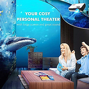 Mini Projector, Iolieo 2022 Upgraded HD Home Projectors, 240'' Display 100000 Hours LED Life, Dual Speakers Portable Projector, Compatible with USB, HDMI, VGA, AV, Laptop,Smartphone