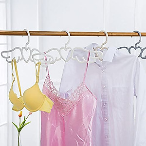 12 Pack Skirt Hangers for Women Multifunctional Clothes Hanger for Pants Shorts Underclothes Plastic Heart Hangers Cute Space Saving Hangers for Outside Closet (White)