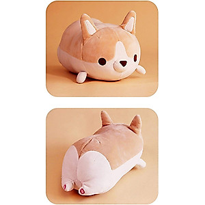 FlorisHome Cute Funny Corgi Dog Shaped Plush Pillows Soft Toys Doll Vent Creative Corgi Dog Butt Plush Pillows (Tan White 40 cms 40 cms)