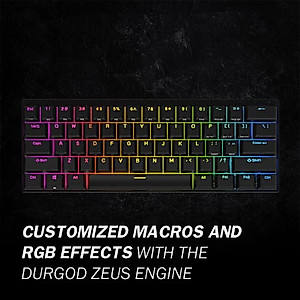 DURGOD HK Venus RGB Mechanical Gaming Keyboard | 60% Layout | USB C Wired | Doubleshot PBT Keycaps | Cherry Profile | NKRO Rollover | Windows & Mac | Aluminium Chassis| Cherry MX Blue, Black