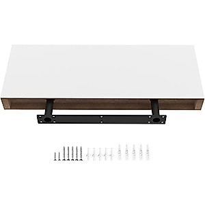 Ballucci 16" Floating Shelves Set, 2-Pack Wood Wall Mounted Ledges with Invisible Brackets for Living Room, Bedroom, Bathroom, Kitchen, Nursery, 6" Deep - White