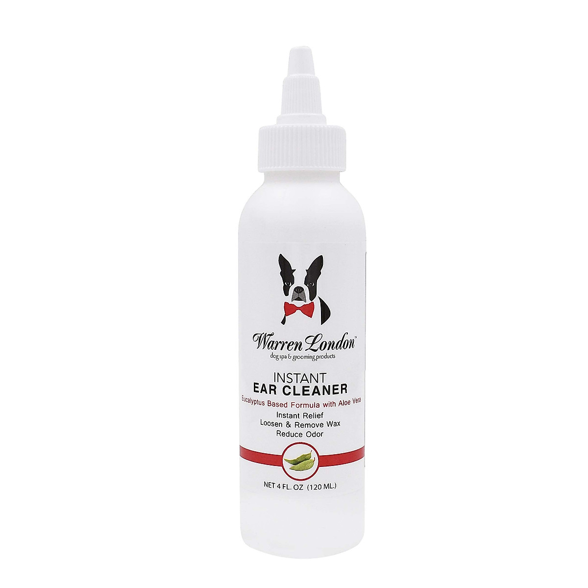 Warren London Instant Ear Cleaner for Cat & Dog with Aloe and Eucalyptus to Clean, Soothe, Control Odor, and Prevent Irritation | Ear Itching Essential I Made USA | 4oz