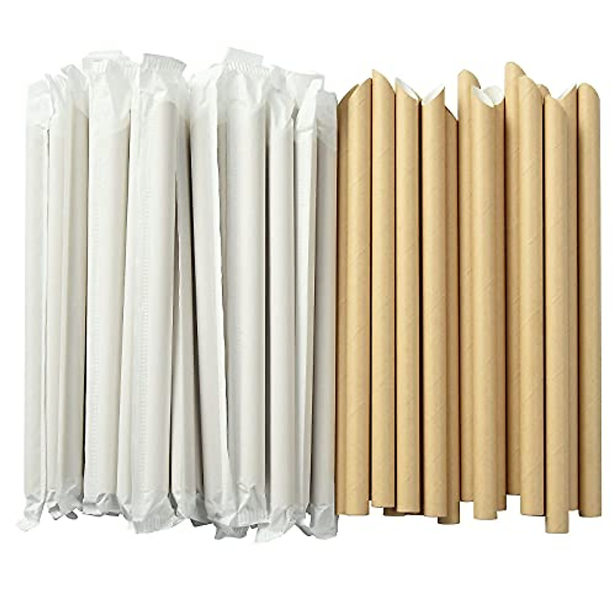 ALINK 50 Striped Paper Boba Straws + 50 Wrapped Paper Boba Straws