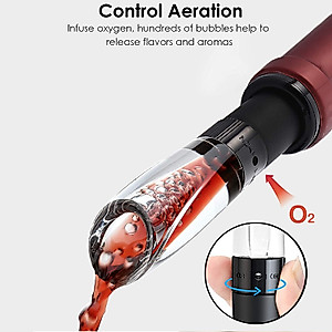 Z-oneMart 2Pcs Wine Aerator Pourer Spout Premium Aerator Wine Pourer Decanter Rich Finish and Bubbles, No-Drip, Spill, Brithday Christmas Gifts for Wine Lover Black