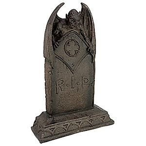 Design Toscano DB160282 The Vampire Demon Halloween Tombstone Gothic Decor Garden Graveyard Statue, 22 Inch, Greystone