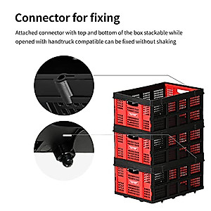 ROTIHOMESYS 60L Collapsible Storage Bins - Durable Plastic Folding Utility Crates, Solid Wall Stackable Containers, Collapsible Laundry Black Baskets for home improvement, No Lid