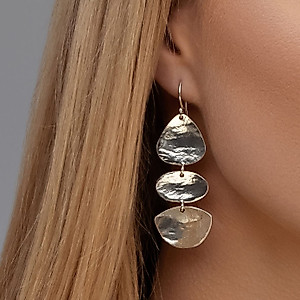 925 Sterling Silver Dangle Earrings, Bold Elegant Three-Piece Hanging Hypoallergenic, Nickel and Lead-free, Artisan Handcrafted Designer collection, French Wire Back, Made In Israel, Gift For Women