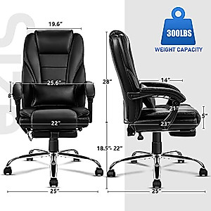 NOBLEMOOD Heated Massage Office Chair Ergonomic Big and Tall Reclining Computer Chair Swivel Executive Desk Chairs with Footrest and Lumbar Pillow (Black)