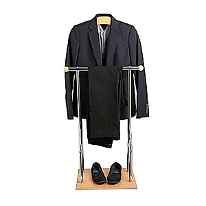 Mind Reader Clothing Valet Rack Suit Stand, Silver