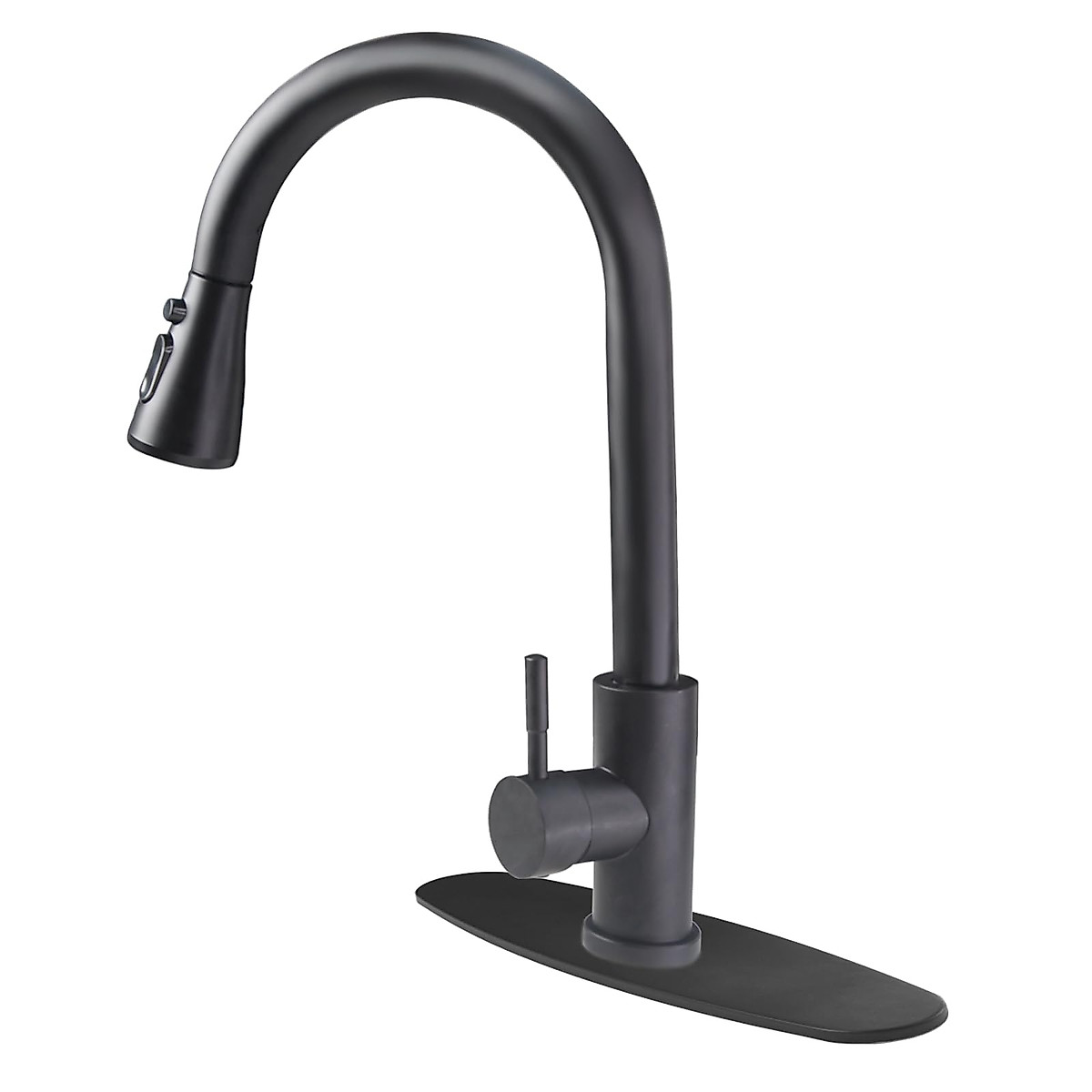 AIBOVI Matte Black Kitchen Faucet with Pull Down Sprayer, High Arc Single Handle Kitchen Sink Faucet with Pull Out Sprayer, RV Kitchen Faucet Stainless Steel Kitchen Faucets for Bar, Laundry, RV