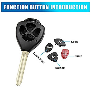 uxcell Car Uncut Key Fob Remote Control Case Shell Replacement HYQ12BBY for Toyota 4Runner 2010-2016 4 Key Button