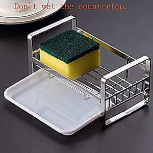 Kitchen Sponge Holder - Kitchen Sink Organizer - Sink Caddy - Sink Tray - Soap Holder - Stainless Steel,Silver
