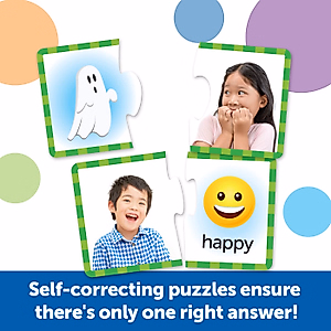 Learning Resources Feelings & Emotions Puzzle Cards, 48 Pieces, Ages 3+, Social Skills Toys, Speech Therapy Materials, Social Emotional Learning Toys and Games for Kids
