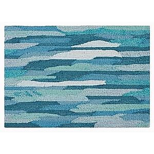 Liora Manne Capri Indoor/Outdoor Handmade Synthetic Blend Durable Area Rug - Contemporary Geometric Casual Colorful (Cloud Aruba) (2' x 3')