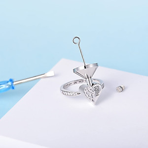 Angel Wing Heart Cremation Ring for Women - 925 Sterling Silver Holds Loved Ones Ashes Rings for Pet Human Ash (10)