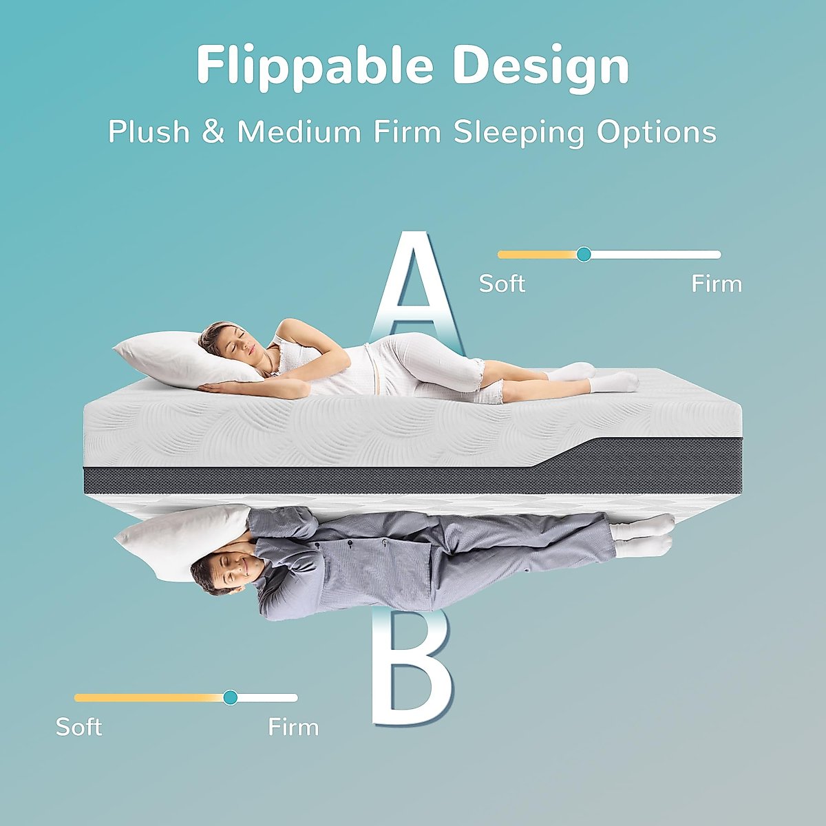 JOYRIDE SLEEP Full Size Mattress, 8 Inch Gel Memory Foam Mattress in a Box, Flippable Double Mattress with Two Firmness Preference, Pain Relieving, Motion Isolation