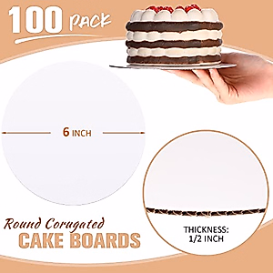 100 Pcs Round White Cake Boards 6 Inches Cardboard Cake Rounds Grease Proof Cake Base Disposable Cardboard Circles Pizza Cake Circles Cake Stands for Cake Pizza Decorating Baking Party Supplies