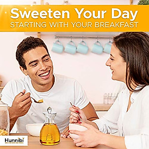 Hunnibi Handmade Honey Jar with Dipper, Glass Made Honey Dipper and Honey Pot