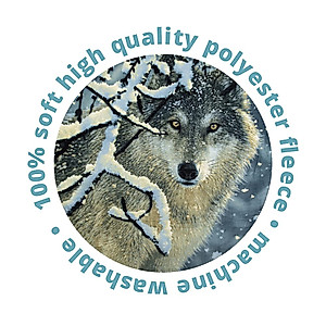 Dawhud Direct Silent Wolf Fleece Blanket for Bed, 75" x 90" Queen Size Winter Fleece Throw Blanket for Women, Men and Kids - Super Soft Plush Wolf Blanket Throw Animal Print Blanket, Blanket for Kids