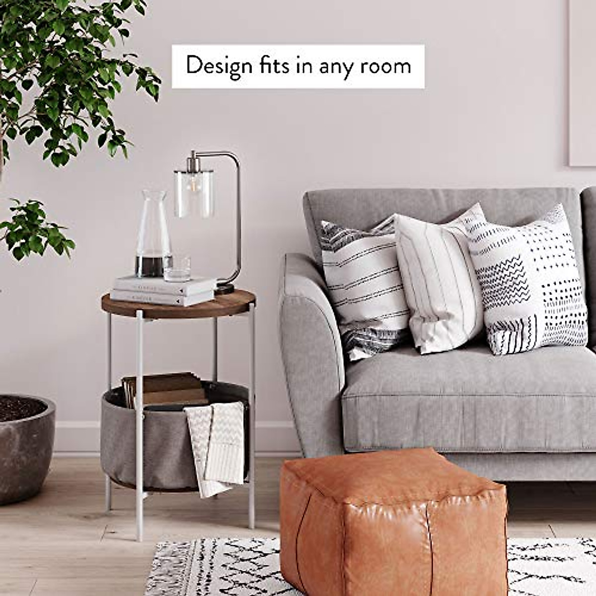 Nathan James Round Modern Side Accent or End Table for Living Room and Bedroom and Nursery Room