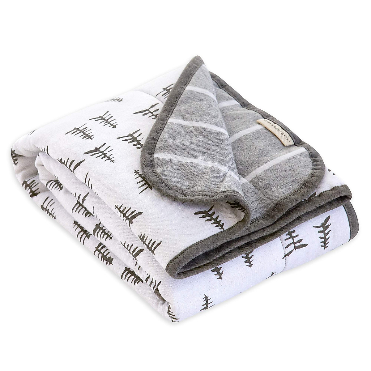 BURT'S BEES BABY - Reversible Blanket, Nursery, Stroller & Tummy-Time Organic Jersey Cotton Quilted Infant & Toddler 30"x40" (Pack of 1)