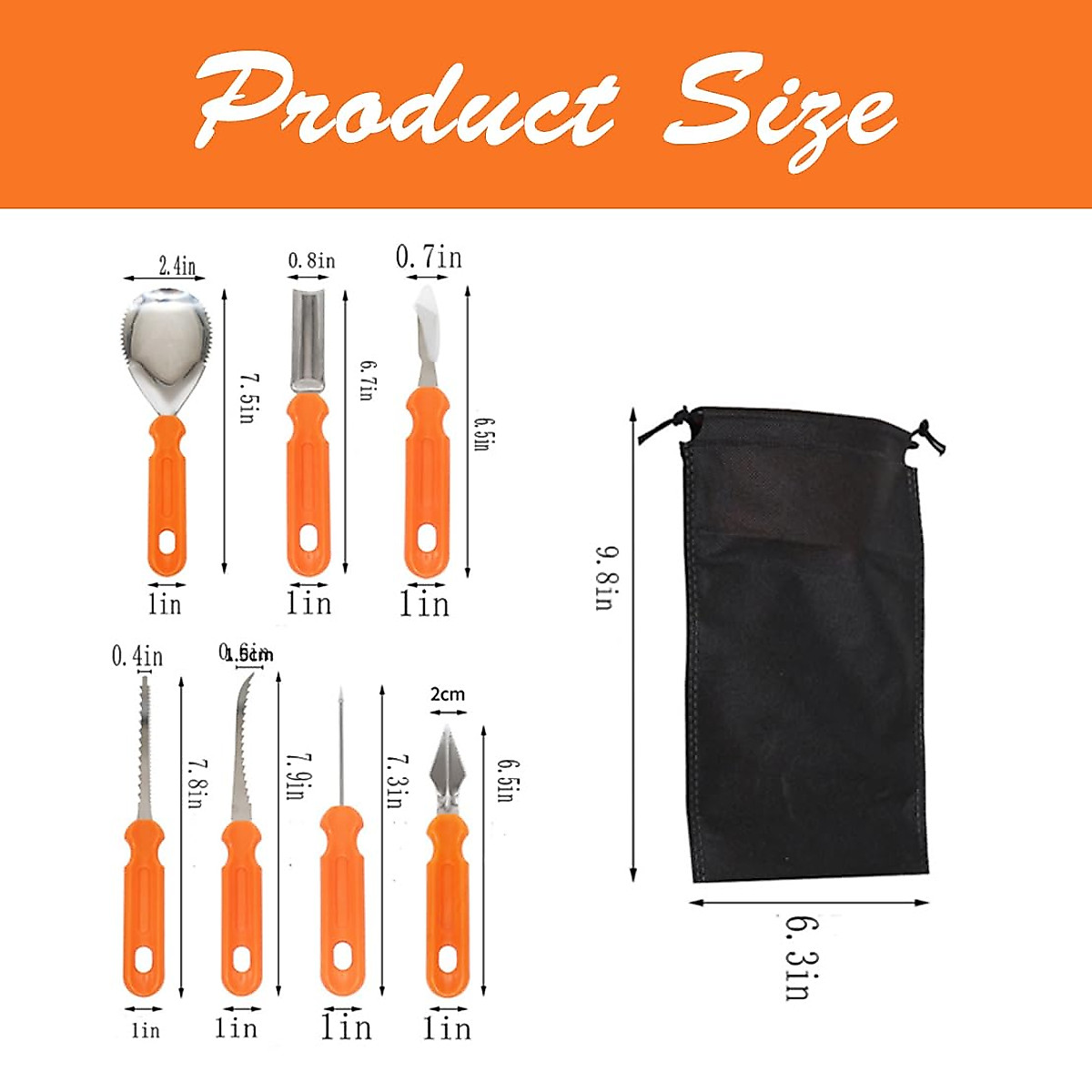 7PCS Pumpkin Carving Kit, Halloween Decorations Stainless Steel Pumpkin Carving Tools, Pumpkin Carving Knife, Professional Heavy Duty Carving Set for Halloween Decoration Jack-O-Lanterns