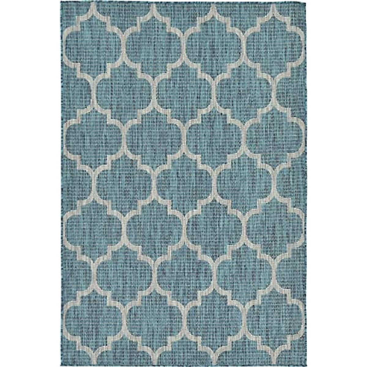 Unique Loom Outdoor Trellis Collection Area Rug (4' 1" x 6' 1" Rectangle, Teal/ Gray)