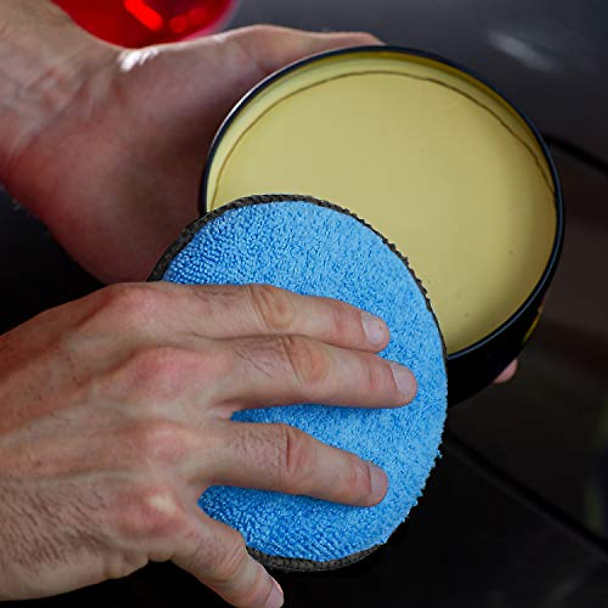 VIKING Microfiber Car Detailing Applicator Pads, Car Wax Applicator, 5 Inch Diameter, 6 Pack, Blue/Grey
