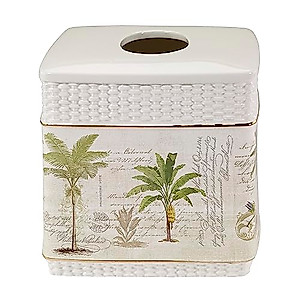 Avanti Linens - Tissue Box Cover, Tropical Inspired Bathroom Accessories, Decorative Cover for Bathroom or Kitchen (Colony Palm Collection)